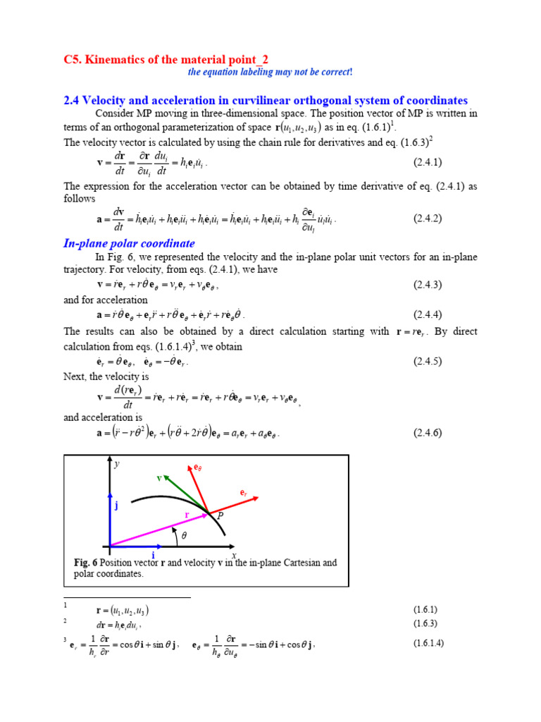 C5 Kinematics of Point Mass 2 | PDF