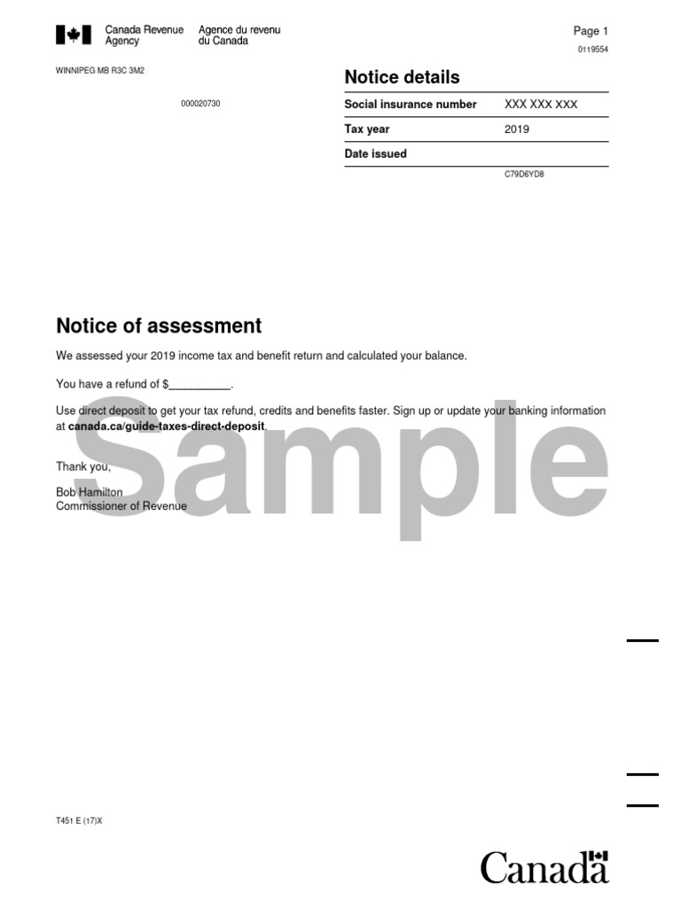 2019 Notice of Assessment Sample | PDF