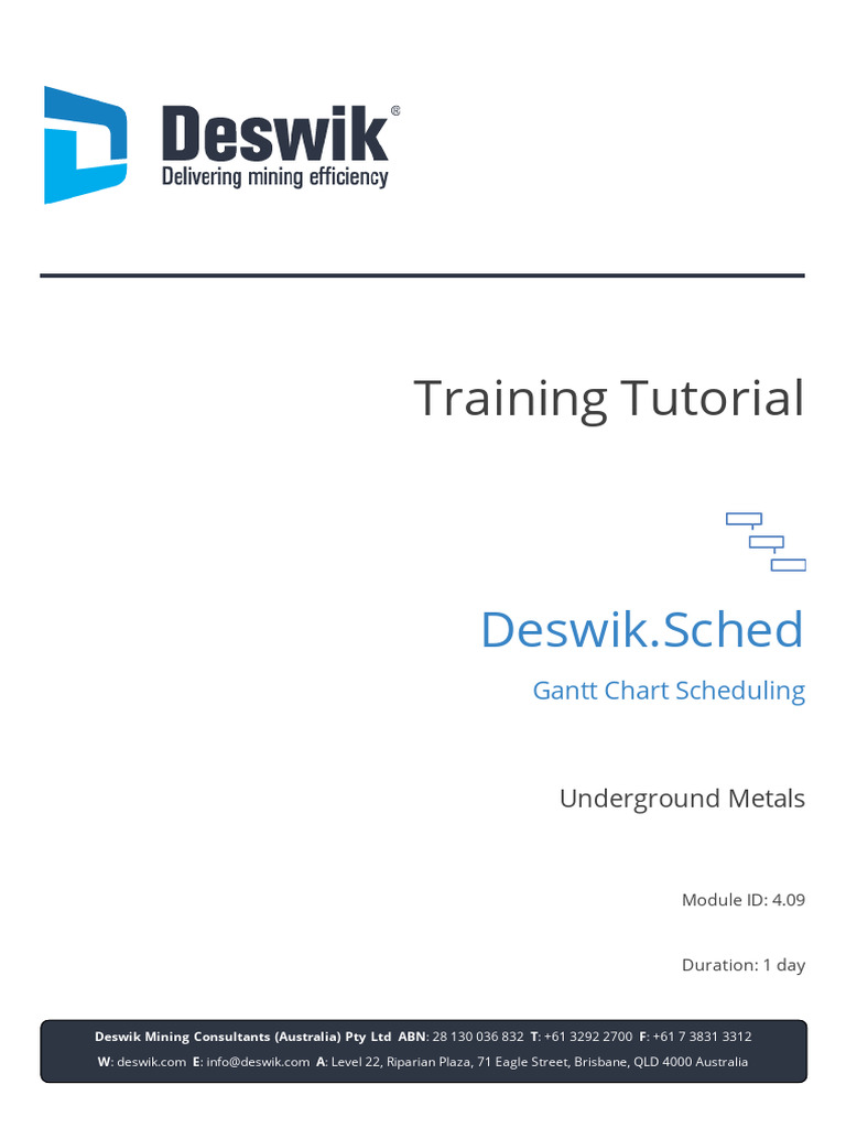 4.09 Deswik - Sched For UGM Tutorial v4.1 | PDF | Operating System ...