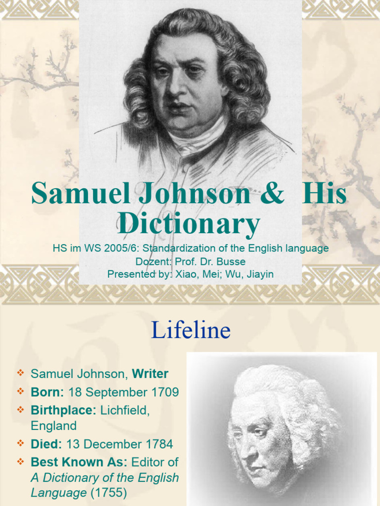 Johnson S Dictionary | PDF | Samuel Johnson | Linguistics