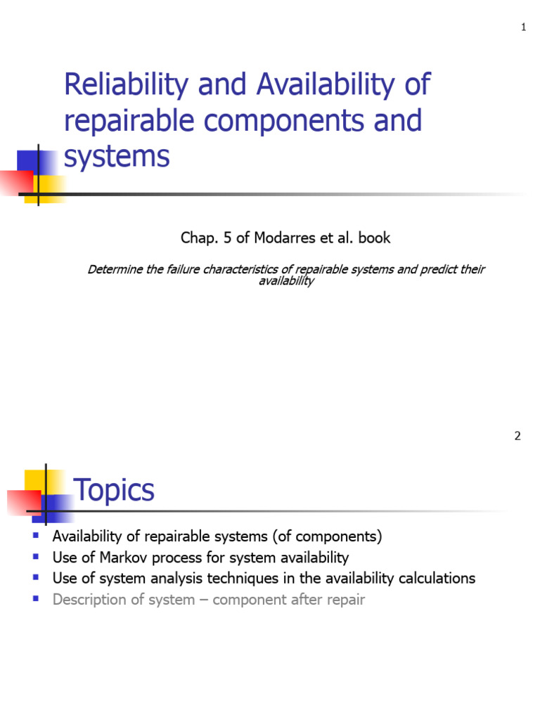 Chap 5 Reliability and Availability of Repairable Systems | PDF ...