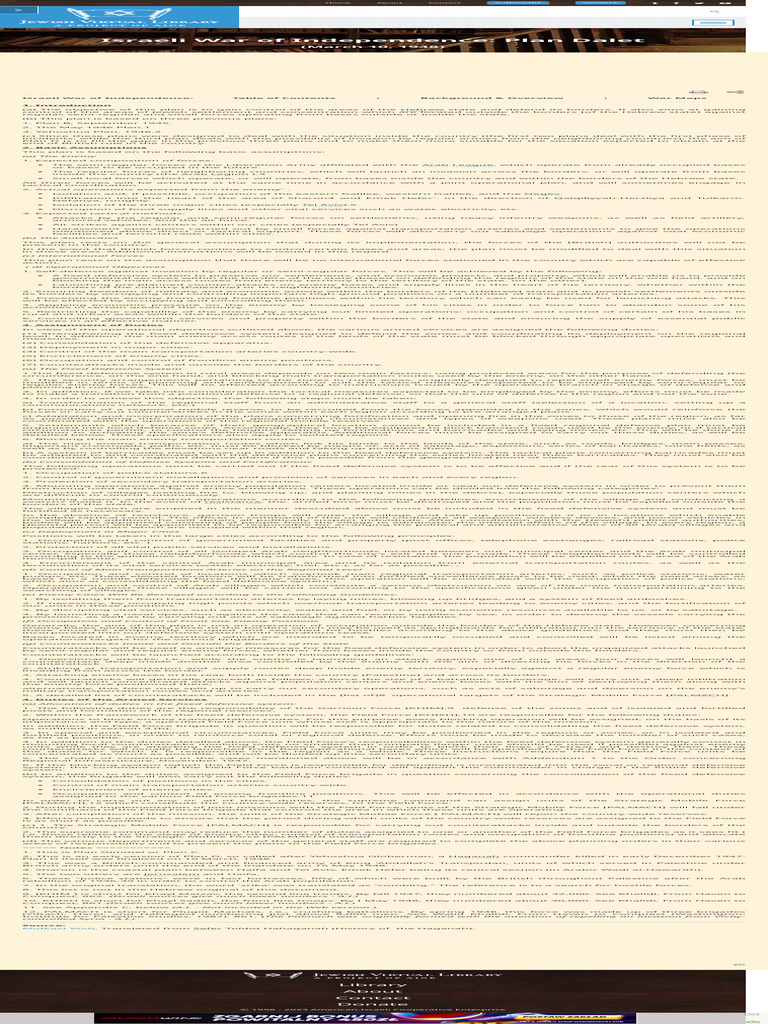 Plan Dalet For War of Independence (March 1948) | PDF | Mandatory ...