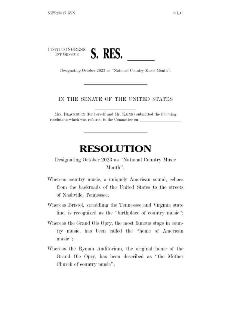 Country Music Month Resolution 2023 | PDF