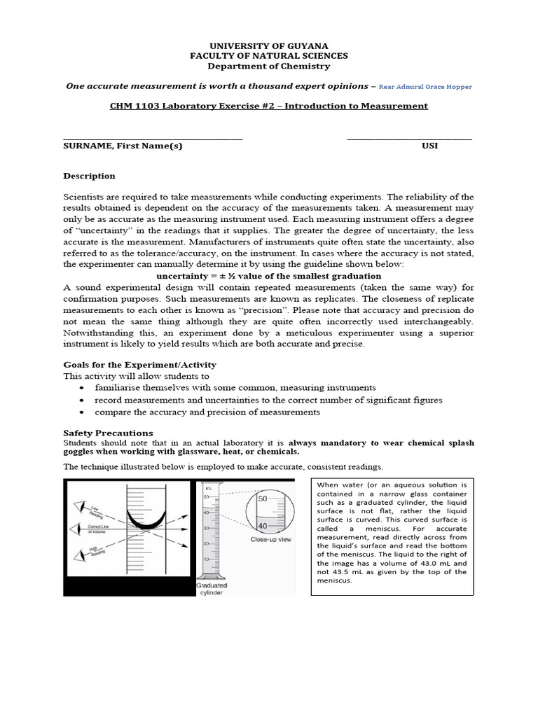 Measurement Accuracy and Precision Lab | PDF | Accuracy And Precision ...