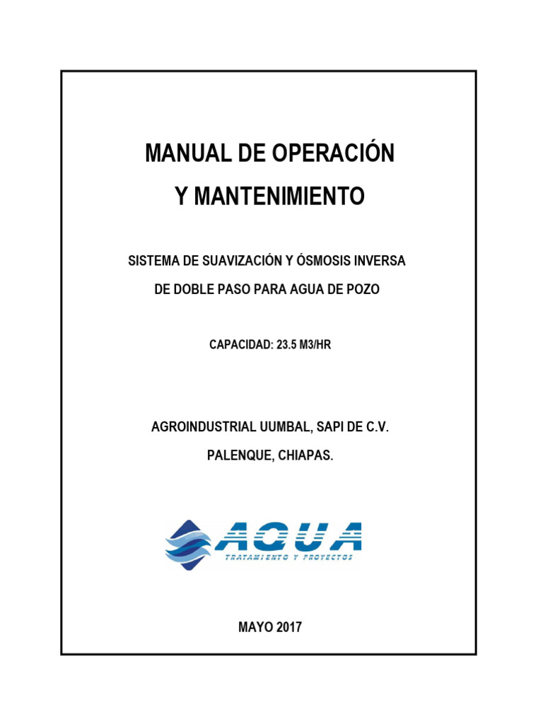 Manual de Operación Uumbal Palenque | PDF | Ósmosis | Membrana