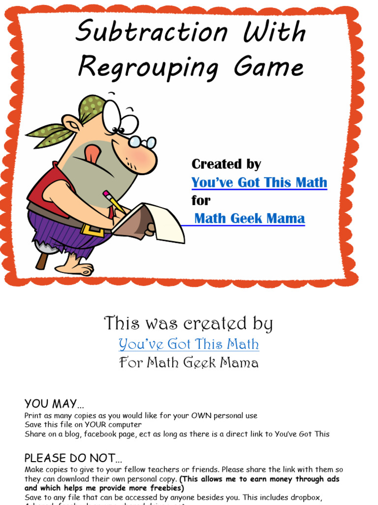 Subtraction With Regrouping Game Spbt9u | PDF | Application Software ...