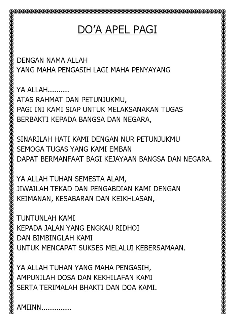 Doa Apel Pagi Tni - Peran Sekolah