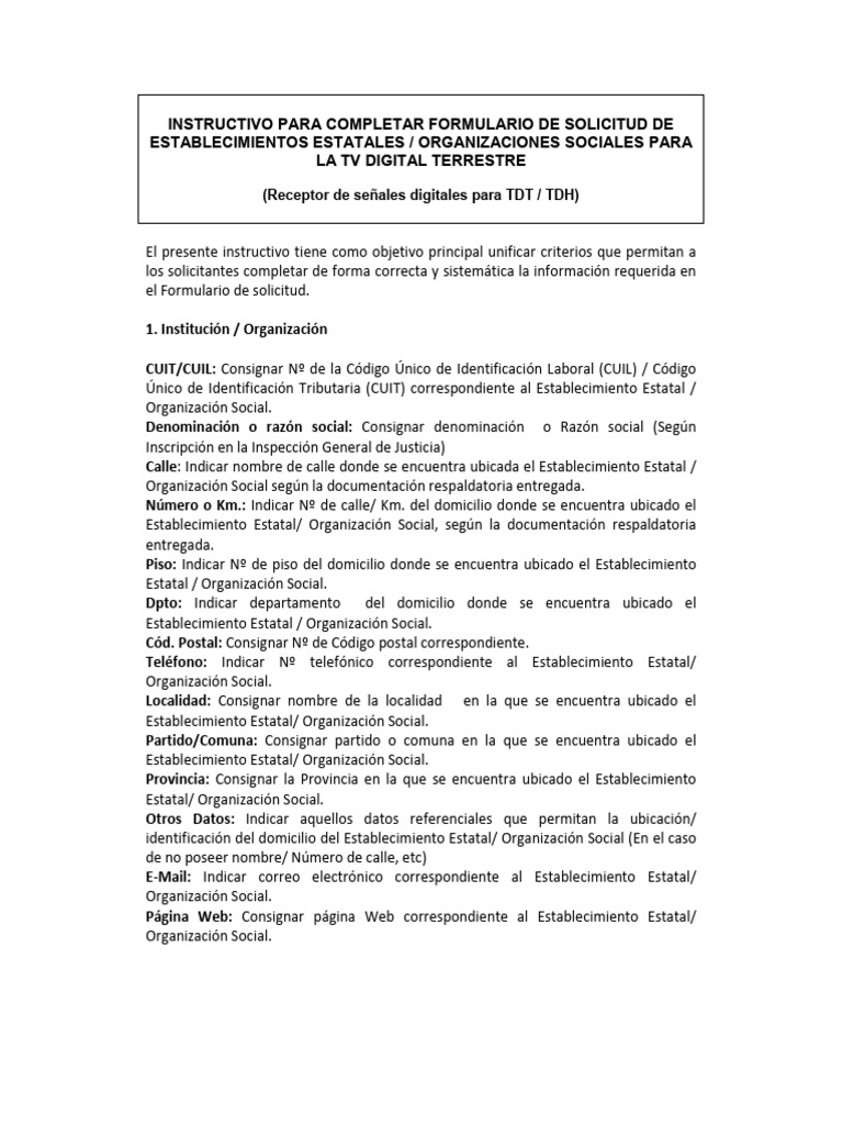 Instructivo para Completar Formulario | PDF | Informática