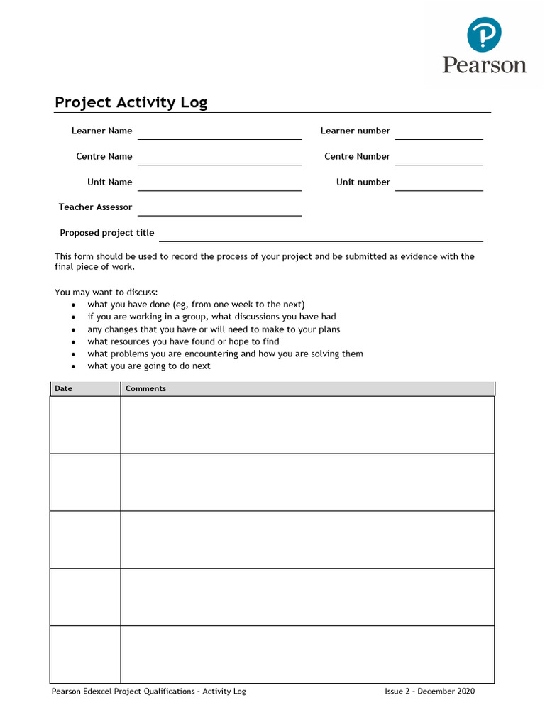 Project Activity Log | PDF Project Activity Log | PDF