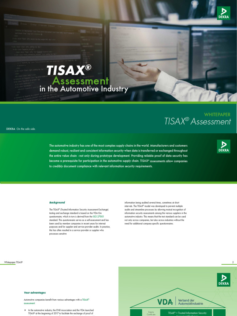 Tisax Assessment Whitepaper en Dekra Com | PDF | Information Security | Supply Chain