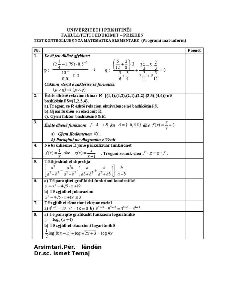 Provimi Matem. Elementa. Mat Inform