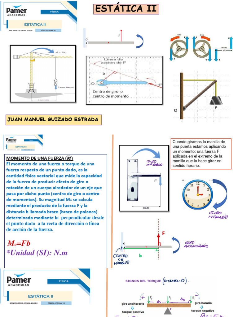 Pamer Anual Sem 10 Sm 2023-2 Estática II Momento o Torque | PDF