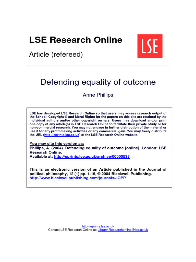 Equality of Outcome | PDF | Equal Opportunity | Sexism