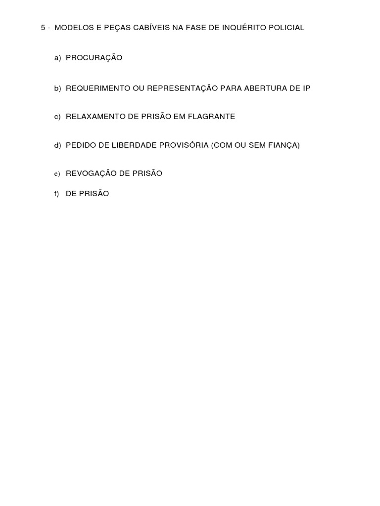 5-Modelo de Peças Fase de Inquerito Policial | PDF
