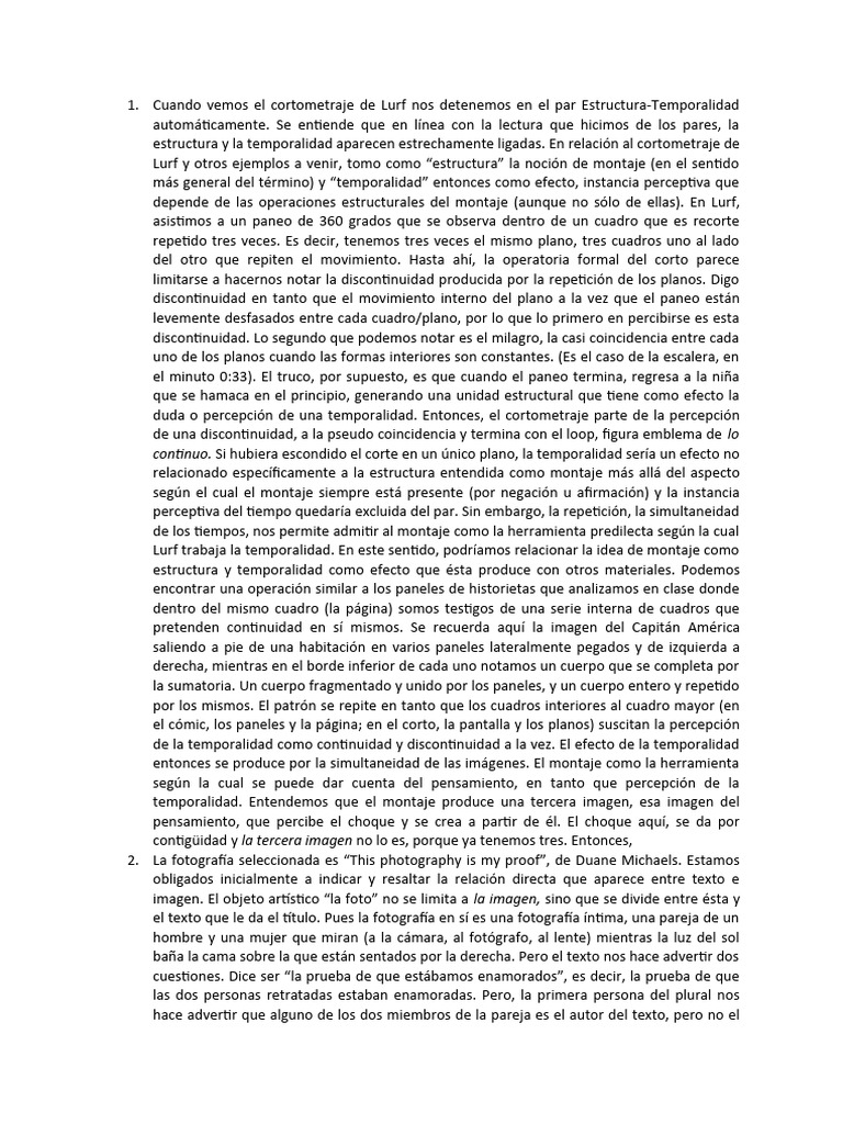 Análisis de montaje y temporalidad en Lurf | PDF | Imagen | Percepción