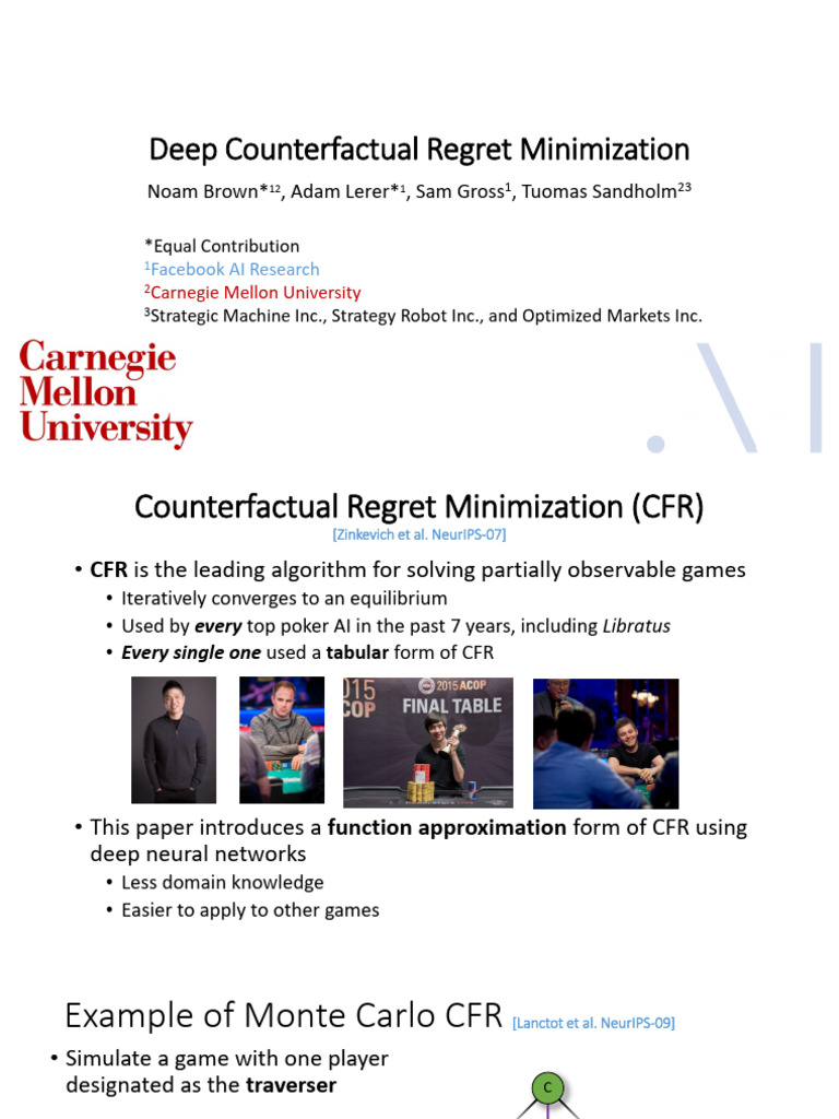 Noam Brown - Deep Counterfactual Regret Minimization - Slides | PDF | Artificial Intelligence ...