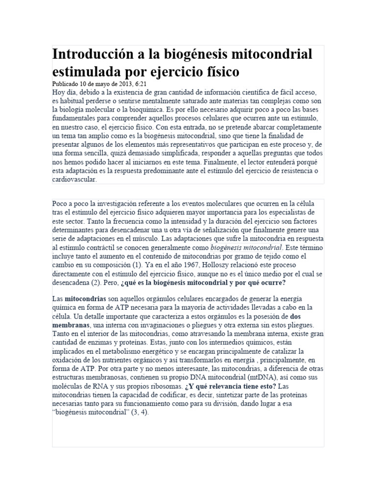 Biogenesis Mitocondrial | PDF | Mitocondria | Nucleo celular