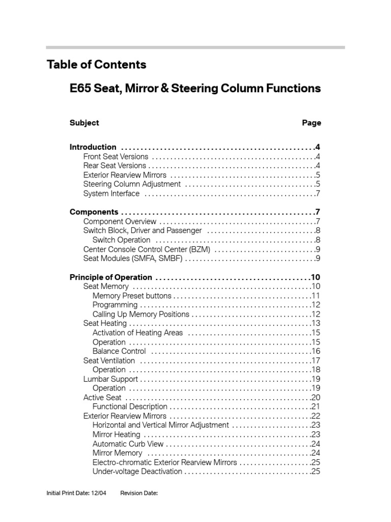 05e E65 Seat Mirror Steering Wheel | PDF | Steering | Remote Control