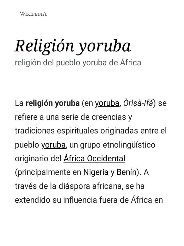 Religión Yoruba | PDF | Santeria