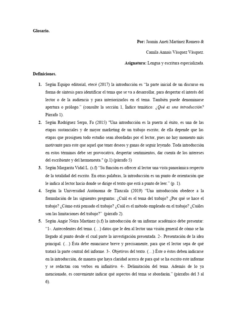 Glosario de La Introducción | PDF | Estudios de idiomas extranjeros