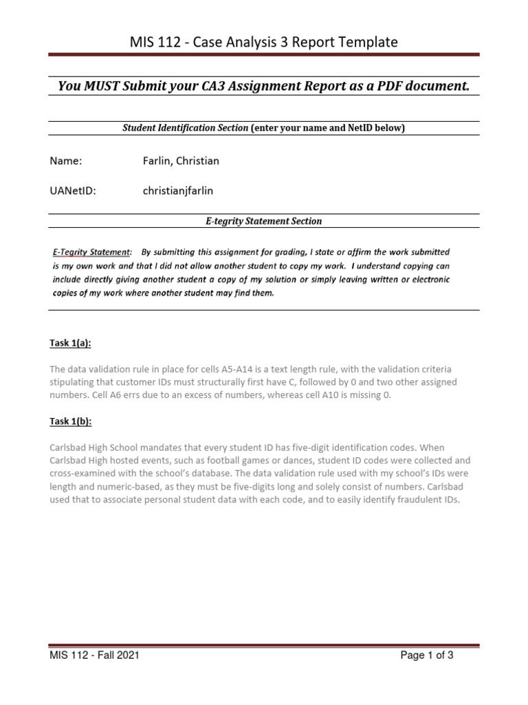 Farlin Ca3 Final PDF | PDF | Computing | Data Management