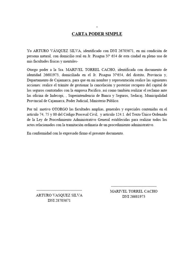 Carta Poder Simple | PDF