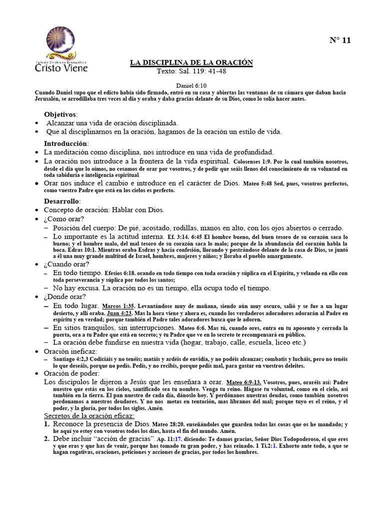 097 Disciplina de La Oracion 11 | PDF | Oración | Creencia religiosa y doctrina