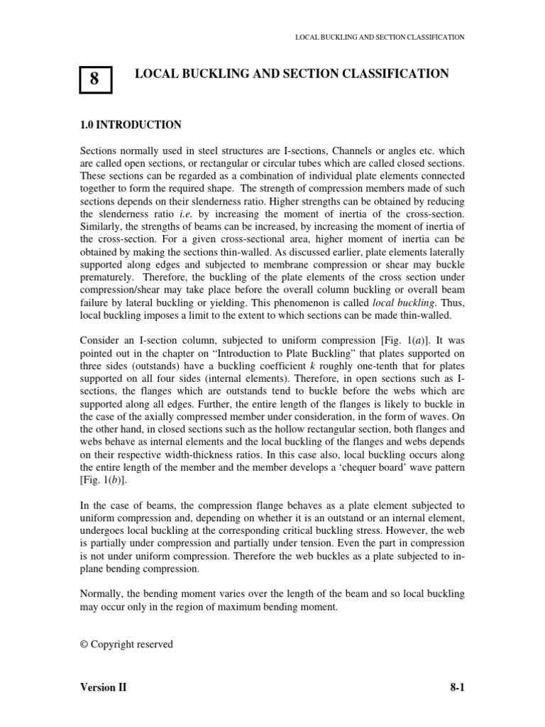 Chapter 8 Steel Local Buckling and Section Classification | Download ...