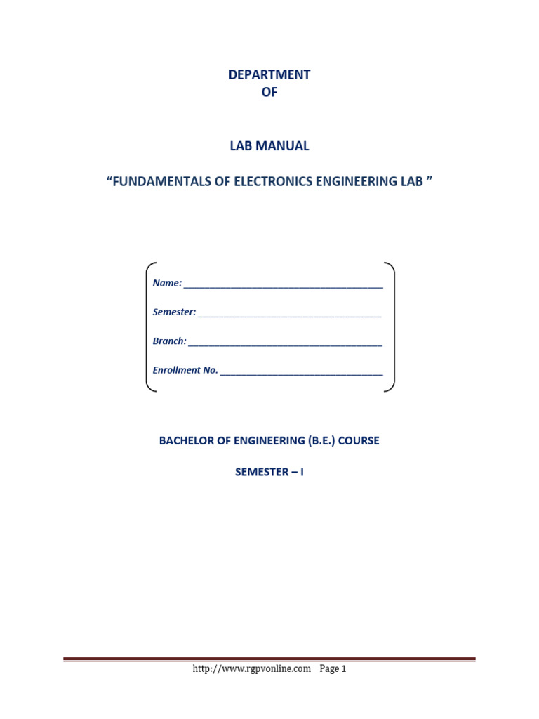Electronics Engineering Lab Manual | PDF | Capacitor | Logic Gate