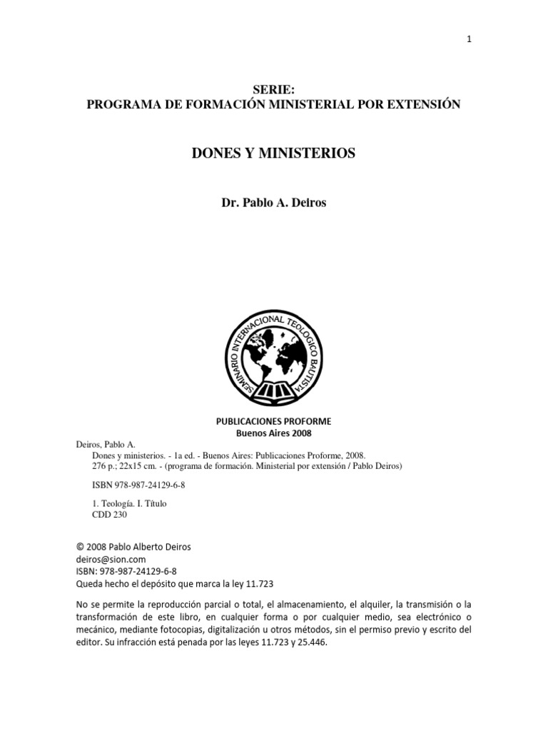 Dones y Ministerios DR Pablo Deiros | Descargar gratis PDF | espíritu ...