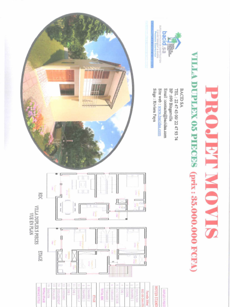 Plan Et Prix Villa Duplex 5 Pieces | PDF