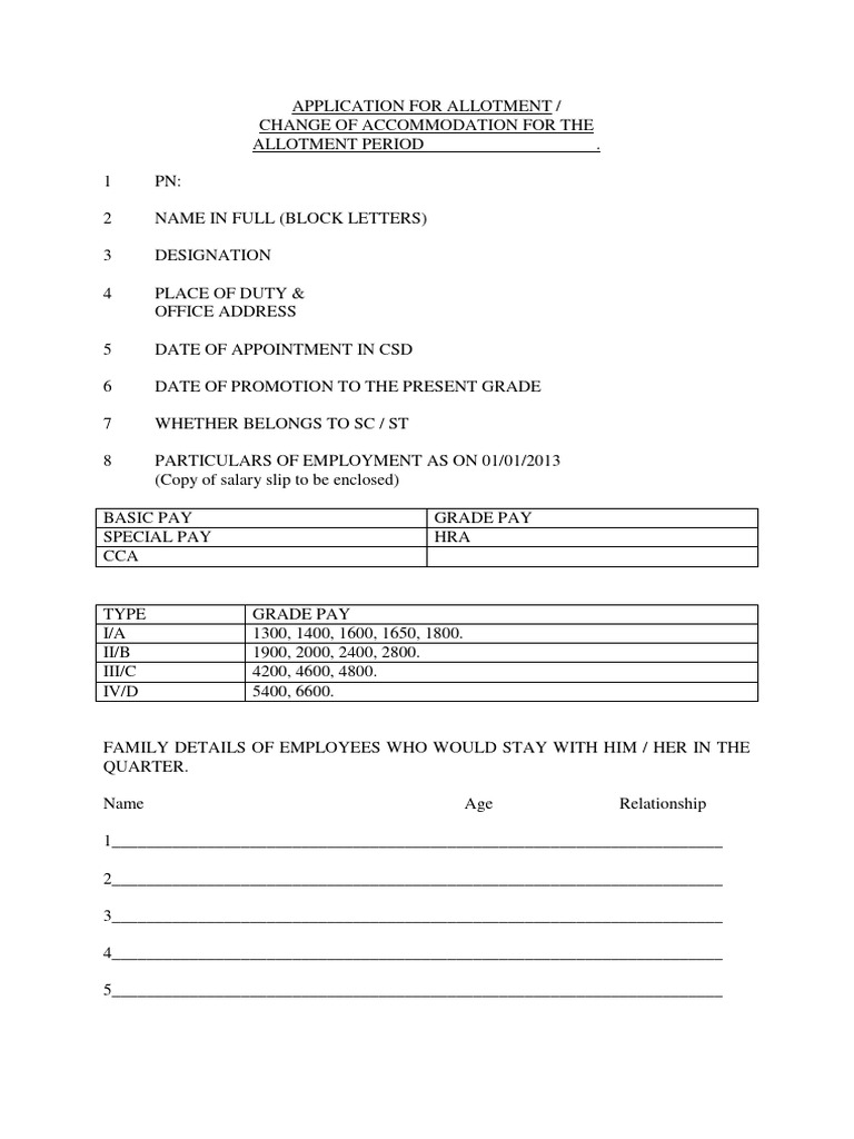 Accommodation Allotment Application Form | PDF | Law