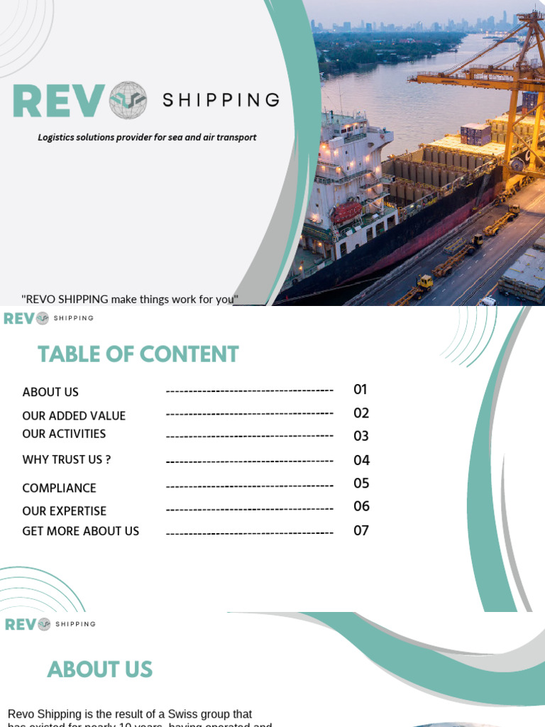 Revo Shipping Company Profile | PDF | Logistics | Cargo