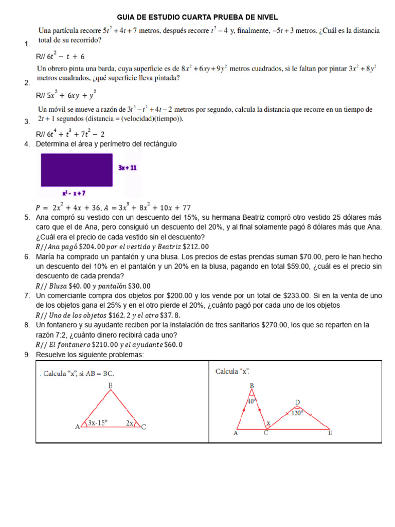 Guia de Estudio Cuarta Prueba de Nivel | PDF