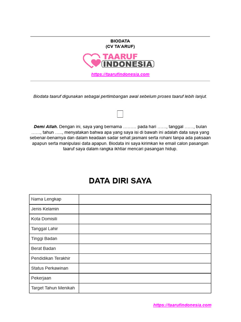 Contoh CV Taaruf | PDF