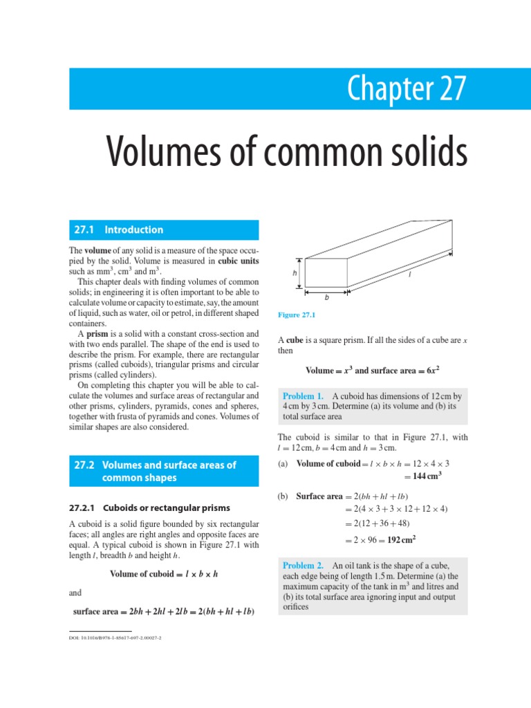 Calculate volumes and surface areas of common solids | PDF | Volume | Area