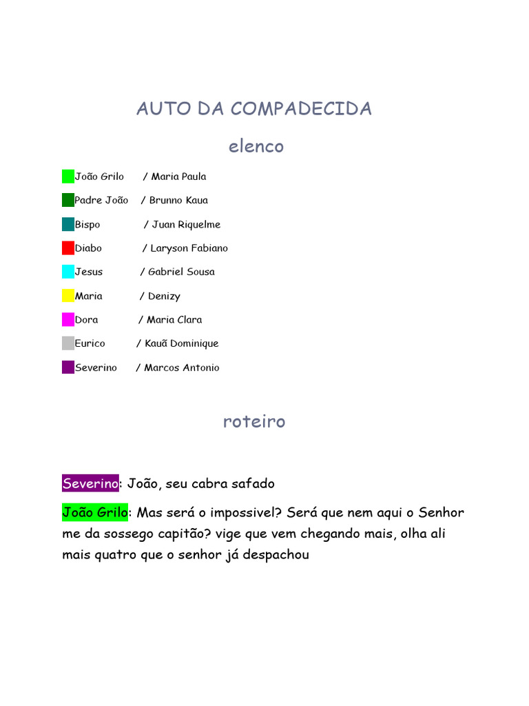 Roteiro Auto Da Compadecida 2 | PDF | Maria, mãe de Jesus | Jesus