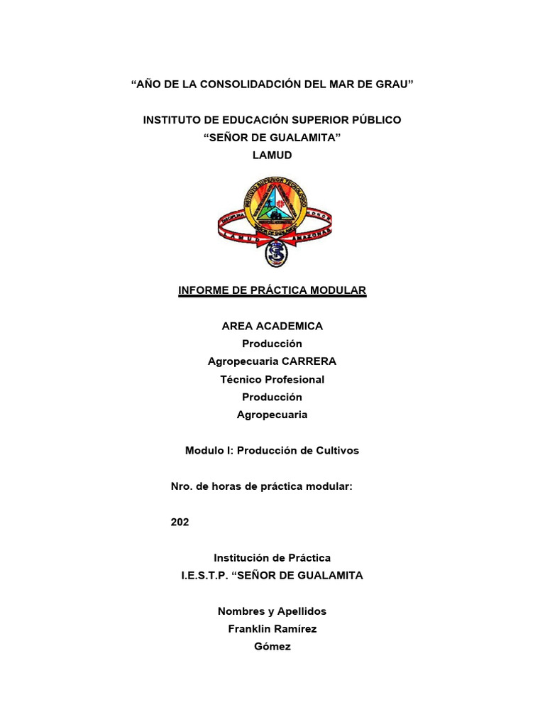 Informe de Practica Modular | PDF | Agricultura | Plantas