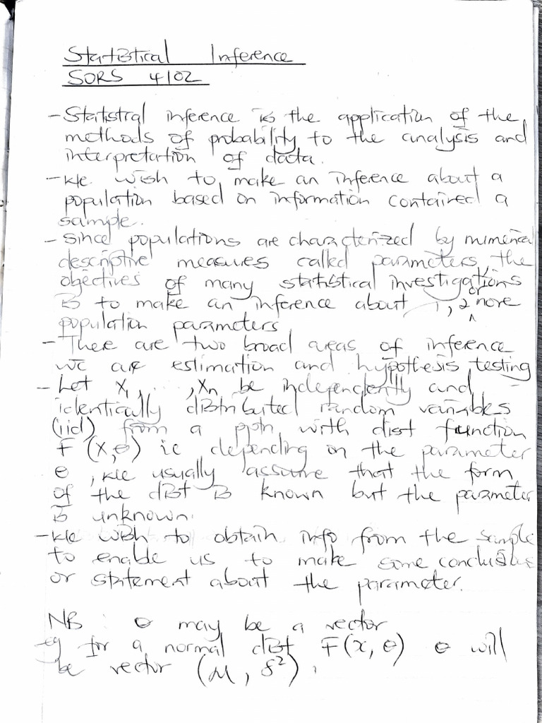 Statistical Inference Notes Pdf
