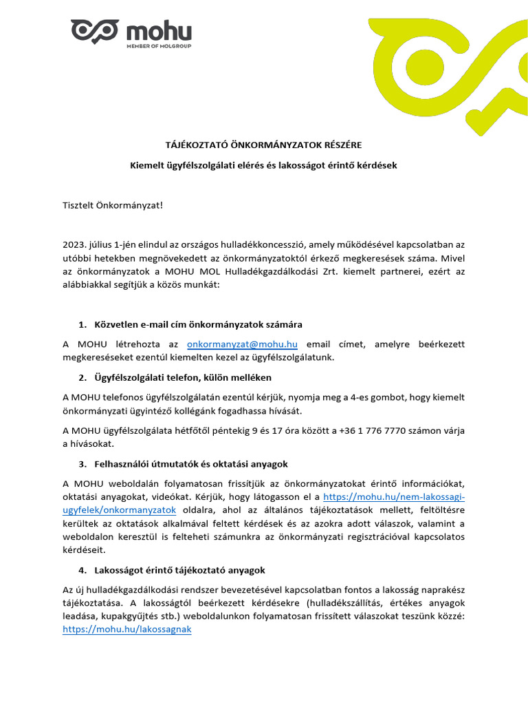 Mohu Mol Tajekoztato 06 30 72424 | PDF