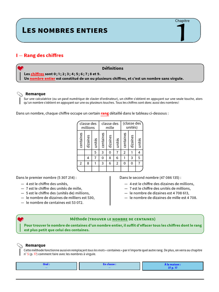 Écriture des Nombres Entiers | PDF | Notation (mathématiques ...