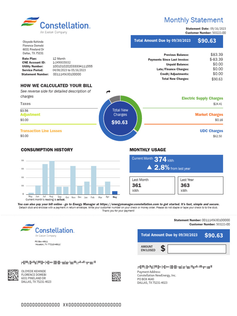 Electric Bill Sample 2019 1 | PDF | Electric Power Transmission | Fee