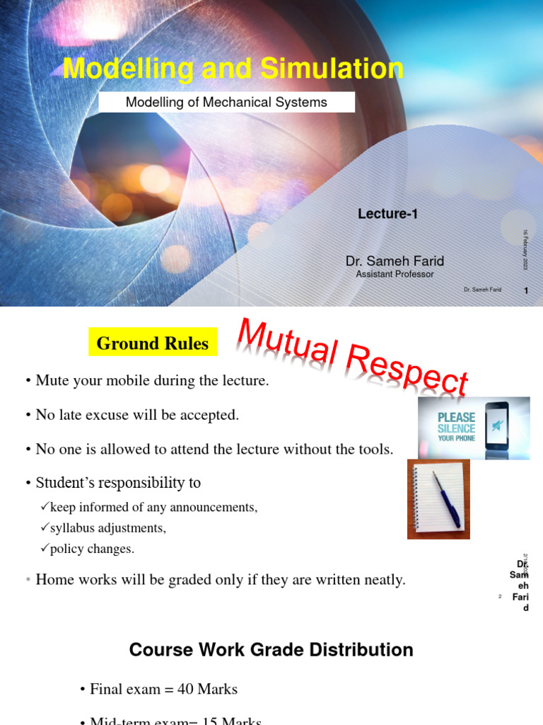 Modelling and Simulation Lec 1 | PDF | Torque | Gear