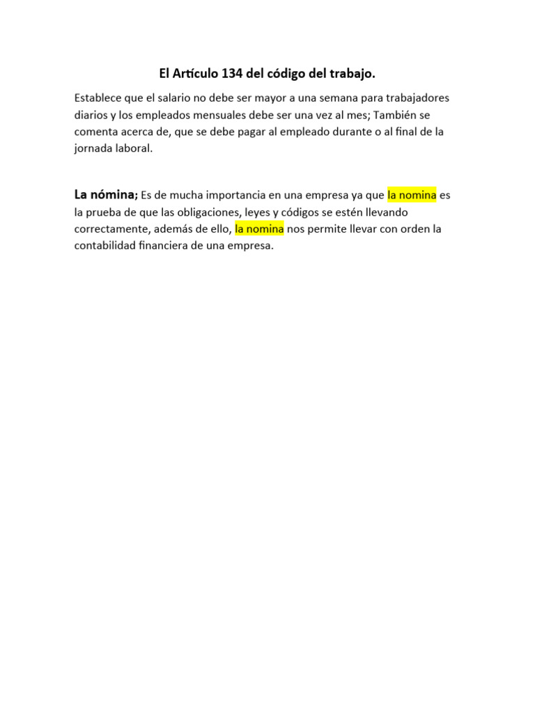 Pago y Nómina según Artículo 134 | PDF | Finanzas y dinero