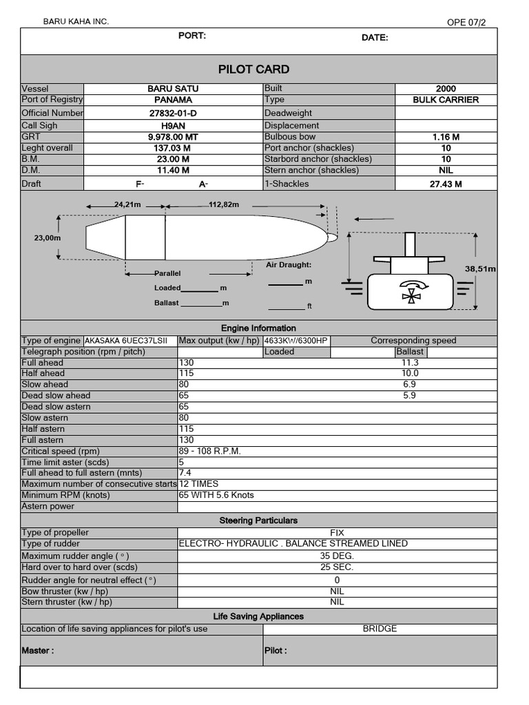 OPE07 Pilot Card | PDF | Water Transport | Shipping