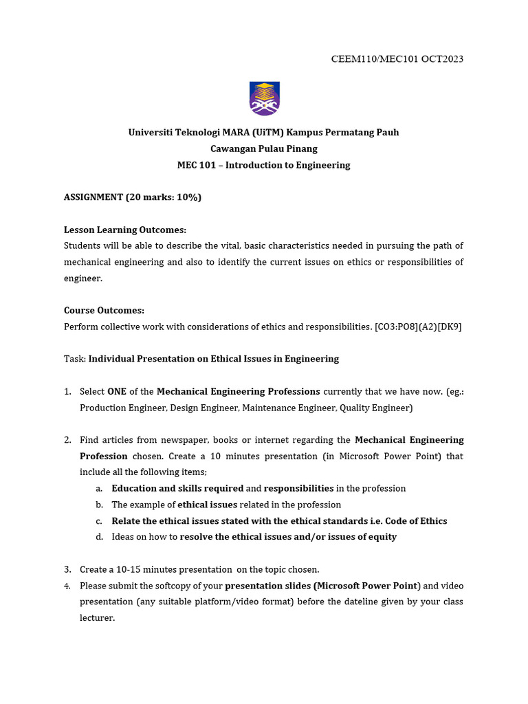 Engineering Ethics Assignment | PDF | Communication | Engineer