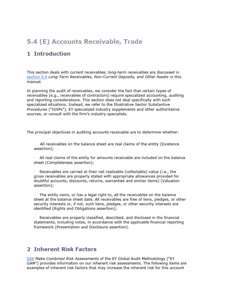 E. Accounts Receivable, Trade | PDF | Audit | Credit Card