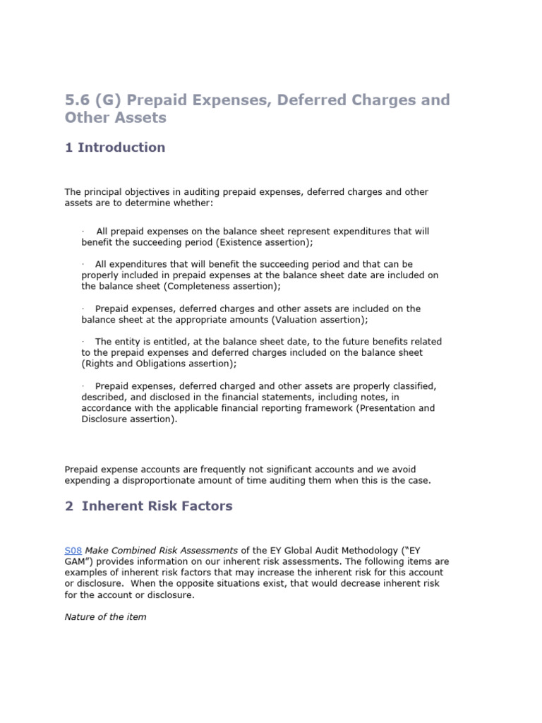G. Prepaid Expenses, Deferred Charges and Other Assets | PDF | Deferral ...