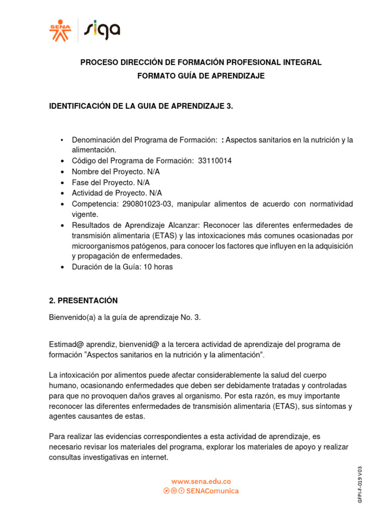 Taller GUIAnDEnAPRENDIZAJE Intoxicacion ETAS | PDF