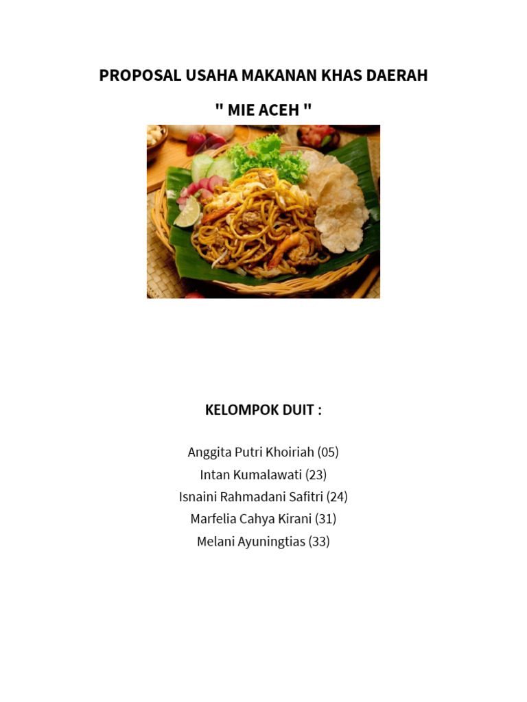Proposal Usaha Mie Aceh di Wonogiri | PDF